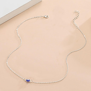 CLOACE Evil Eye Pendant Necklace Chain Necklaces Fashion Jewelry Gift for Women(Silver)