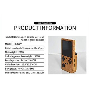 Haoun RG351V Handheld Game Console, 3.5 Inch IPS Screen Retro Game Console with Open Source Linux System 128G TF Card Built-in 10000 Games Portable Video Game Console- Grey