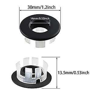 ITROLLE Sink Overflow Cover 2PCS Bathroom Vanity Sink Basin Trim Circle Overflow Rings Insert in Round Trim Cap Black