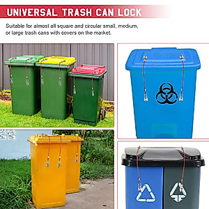 Anglecai Trash Can Lock 4 Pack, Garbage Can Lock for Animals Stop from Rummaging Heavy Duty Trash Can Lid Lock Universal Metal Lid Lock for Outdoor Garbage Cans with Nylon Coated Wire Rope