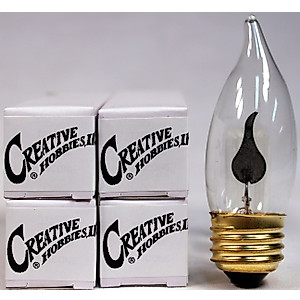Creative Hobbies® 10J Flicker Flame Light Bulb -Flame Shaped, E26 Standard Base, Flickering Orange Glow - Box of 5 Bulbs