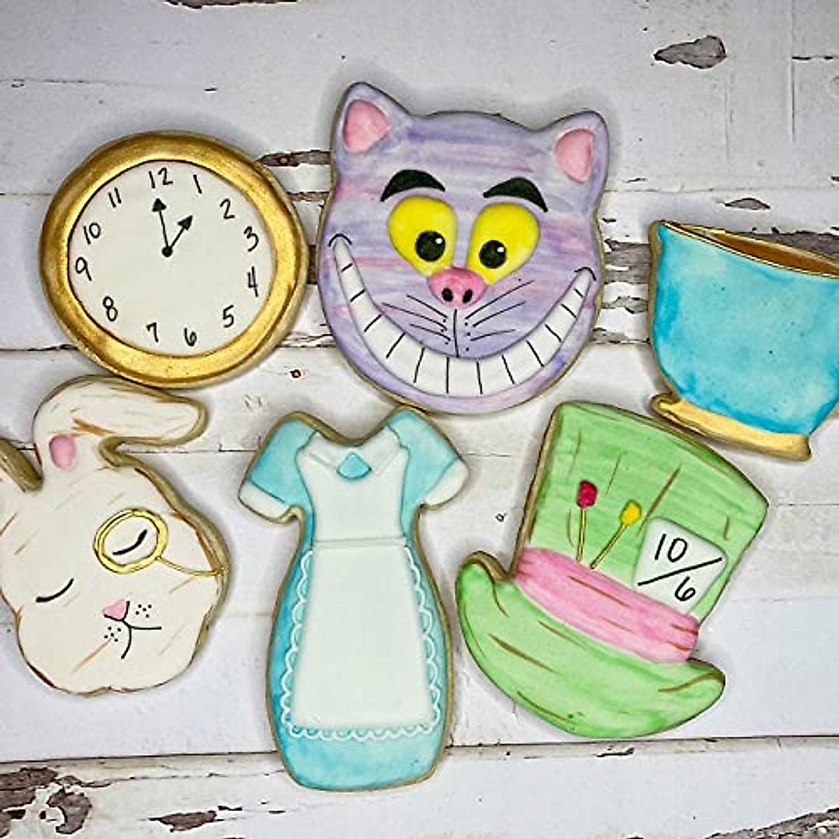 Wonderland Cookie Cutter 12 Piece Set from The Cookie Cutter Shop - Mad Hatter Hat, Cheshire Cat, Queen's Crown, Drink Me Bottle Cookie Cutters – Tin Plated Steel Cookie Cutters