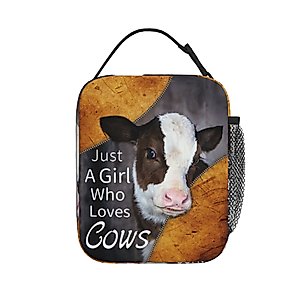 KIYIYZER Cow Print Lunch Box Cow Lunch Bags for Women Men Kids Teen Insulated Reusable Cows Tote Bag for Work School Office