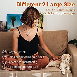 THLHKD Cat Scratcher, 12PCS Transparent Cat Scratch Furniture Protector Sticky Tape, Single Side Anti Scratch Furniture Protector, Cat Scratch Deterrent Tape, Couch Protector, Cat Repellent Furniture