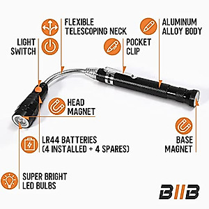 BIIB Gifts for Men, Telescoping Magnetic Pickup Tools Cool Gadgets for Men, Fathers Gifts, Birthday Gifts for Men, Women, Husband, Boyfriend, Him, Tech, Handyman, Cool Stuff for Mens Gifts