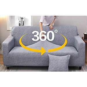 IMYOGI High Stretch Sofa Covers Stretch Sofa Cover Chair Loveseat Couch Slipcover, Machine Washable, Stylish Furniture Protector-4 Seater+4 Seater-Lake Blue