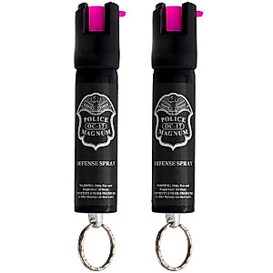 POLICE MAGNUM Pepper Spray Self Defense Security- Made in The USA - 3/4 Ounce Twist Lock (2 Pack .75 Hot Pink Keyrings)