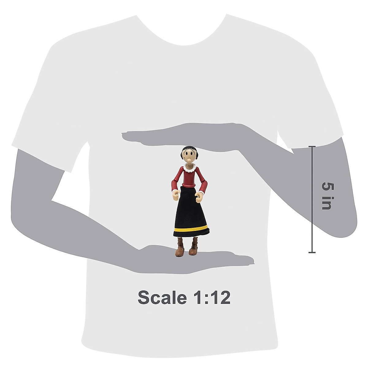 Boss Fight Studio Olive OYL Popeye Classics Wave 1 Action Figure – Highly Articulated Figurine with Accessories Including Swee’ Pea, Fabric Skirt, Alternate Heads and Hand, and Removable Hat - 1:12