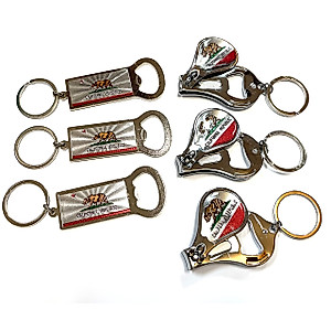Sureg California Keychain Bottle Opener Set of 6 - California Souvenir Keychains Bundle Pack of 6