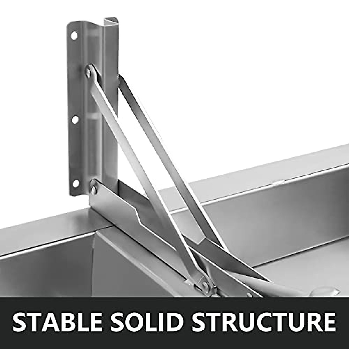 4FT Stainless Steel Shelf Folding Concession Shelf Frame Aluminum Alloy Surface Board for Food Serving Window Restaurants Commercial Home(44" L x 12" W)