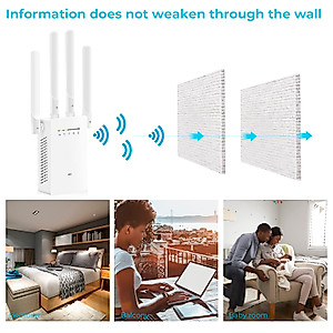 2023 WiFi Extender Signal Booster,360 Full Coverage of 8200sq.ft and 45+ Devices, Internet Booster for Home, Wireless Internet Repeater and Signal Amplifier, 5 Modes,1-Tap Setup