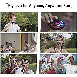 Flying Spinner Mini Drone,Hand Operated Drones for Kids Adults,Mini Flying Orb Ball with Lights,Hover Boomerang Fidget Spinner,Christmas Birthday Gifts for Boys Girls 8 9 10 11+ Indoor Outdoor (Black)