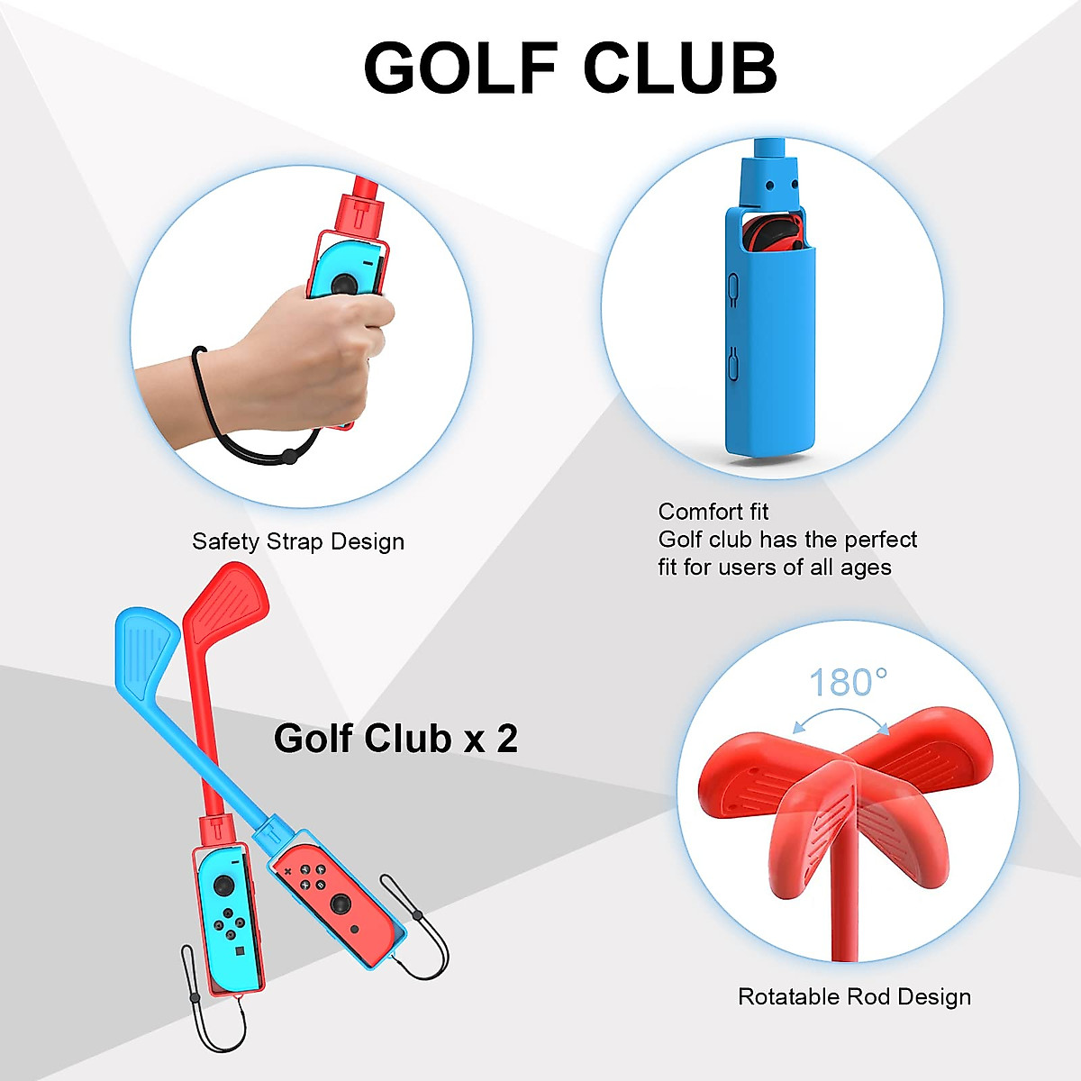 ZKKEIIE Switch Sports Games Accessories, 12 in 1 Accessories Bundle Pack include Swords, Golf Clubs, Tennis Rackets, Wrist Bands and Straps, Switch Accessories Kit Compatible with Switch/Switch OLED