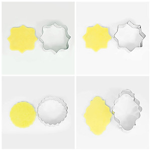 Fancy Plaque Cookie Cutters Set of 10 pcs, Stainless Steel Wedding Frames Shaped Fondant Cutter Molds Baking DIY