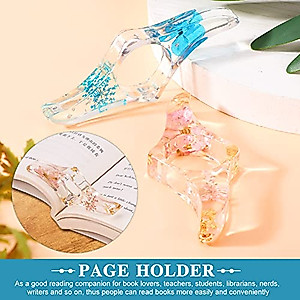 CALIDAKA 2pcs Transparent Thumb Book Page Holder Resin Book Page Holder Handmade Dried Flower Resin Thumb Ring Page Holder,Finger Bookmark Holder,for Reader Book Lover Literary(Transparent)