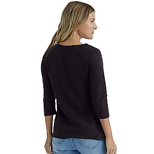 Hanes womens Stretch Cotton Raglan Sleeve Tee Shirt, Black, XX-Large US