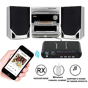 Bluetooth Audio Receiver FM Radio,MP3 Digital Player,LED 4-Digital Display,SD Card/USB Playback 3.5mm Audio Output(Black)