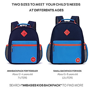 mibasies Kids Backpack for Boys, Kindergarten Backpack School Bag for Toddler Boys Age 5-8, Dark Blue