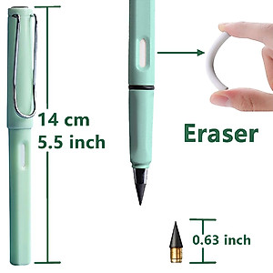 CPDES 6Pcs Everlasting Pencil,Erasable Infinite Pencil,Inkless Pen Everlasting Reusable Unlimited Writing Pencils(6 Pencils + 6 Replacement Pen Tips+ 6 Erasers)