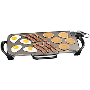 Presto Grey Ceramic 06856" Electric Skillet (16") and Presto Ceramic 22-inch 07062 Electric Griddle with removable handles, Black