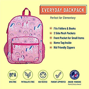 Wildkin Day2Day Kids Backpack Bundle with Lunch Box Bag (Rainbow Unicorns)