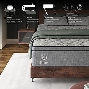 NapQueen Elite Series Machka Twin Size Mattress, 12 Inch Cooling Gel Memory Foam Mattress Twin Size, Hybrid Mattress in a Box with Individual Pocket Spring, CertiPUR-US Certified, Made in USA