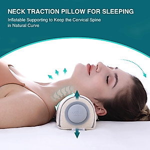 willai Cervical Neck Pillow, Adjustable Neck Roll Pillow with Inflatable Tube, Bolster Neck Pillows Support for Sleeping, Memory Foam Pillow for Neck and Shoulder Soft (22 x 3.7 x 3.9).