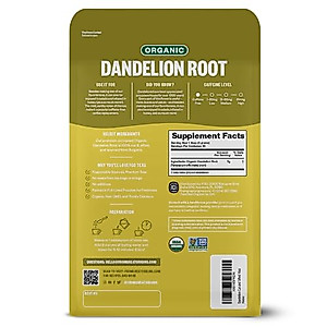 FGO Organic Dandelion Root Loose Tea, Resealable Kraft Bag, 16oz, Packaging May Vary (Pack of 1)