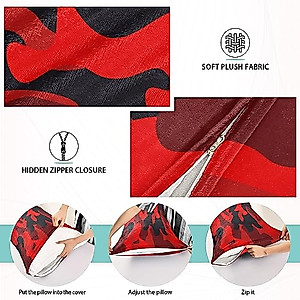 Red Camo Pillow Cases Queen Size Velvet Pillow Covers Super Soft Pillowcase with Zipper for Bed Bedroom Sofa Couch Home Decor