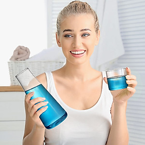 Clear Bedside Water Carafe Set 17.5 oz Night Water Carafe with Glass Bedside Carafe with Cup Nightstand Water Carafe Water Pitcher Carafe Mouthwash Decanter with Tumbler for Bedroom Table (1 Pack)