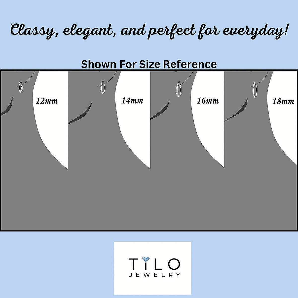 14k White Gold Polished Round Hoop Earrings, 18mm (0.7 inch Diameter)…