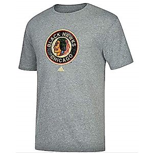 adidas Men's NHL Chicago Blackhawks Tri Blend Tee Shirt Gray Size Small