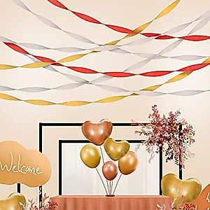 HDO Crepe Paper Streamers, 8 Rolls 656 Ft Party Streamers Kit, Pink Yellow Orange Red Streamer for Birthday Anniversary Baby Shower Bridal Shower Thanksgiving Party Decoration 1.8 Inch x 82 Ft/Roll