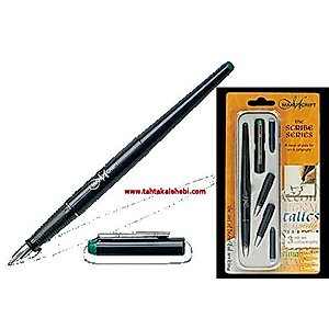 Manuscript Left Handed Nib Scribe Calligraphy Pen and Nib Set, Silver, 7 Piece Set