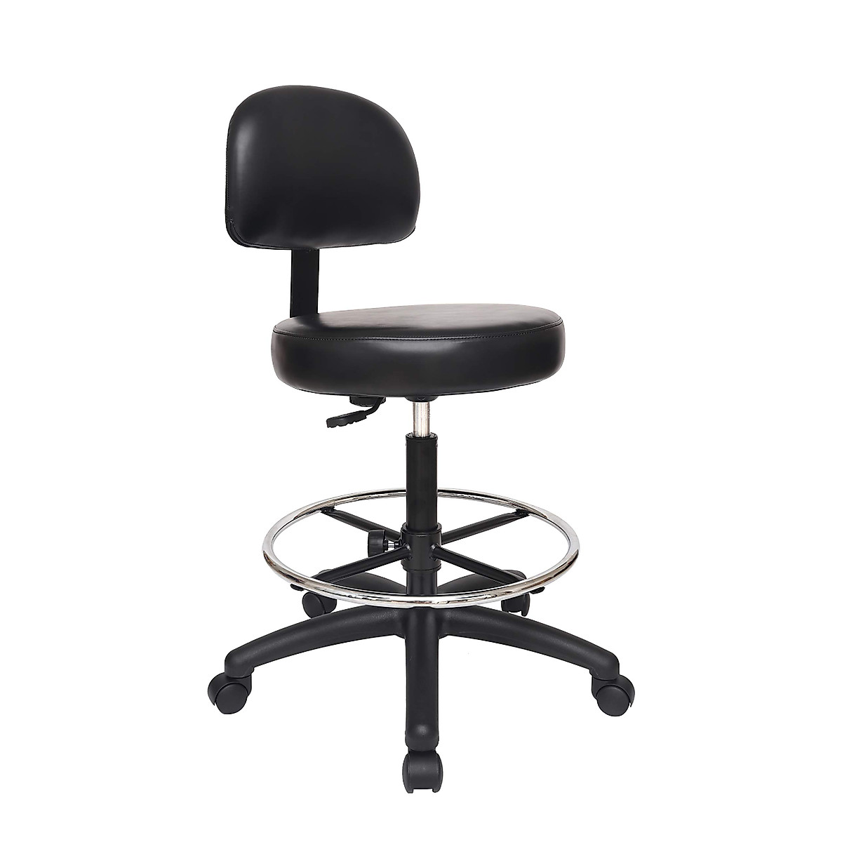Chair Master Adjustable Chair/Stool for Exam Rooms, Labs, Doctor and Dentist Offices. Easy to Clean! 24"-34" Seat Height. 18" Foot Ring (Tall Bench Height, Black)