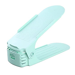 Shoe Slots Space Saver for Closet Organization, Adjustable Shoe Saver for Double Deck Shoe Rack Holder, Multiple Colors Available, Pack of 5 (Color : Green)