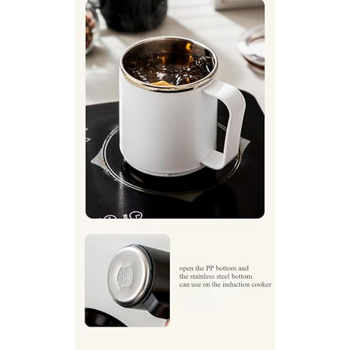 WENKII 17oz Stainless Steel Insulated Coffee Mug with Handle - Double Wall Vacuum Travel Tumbler with Sliding Lid, Induction Cooktop Safe, for Hot and Cold Beverages (Blue)