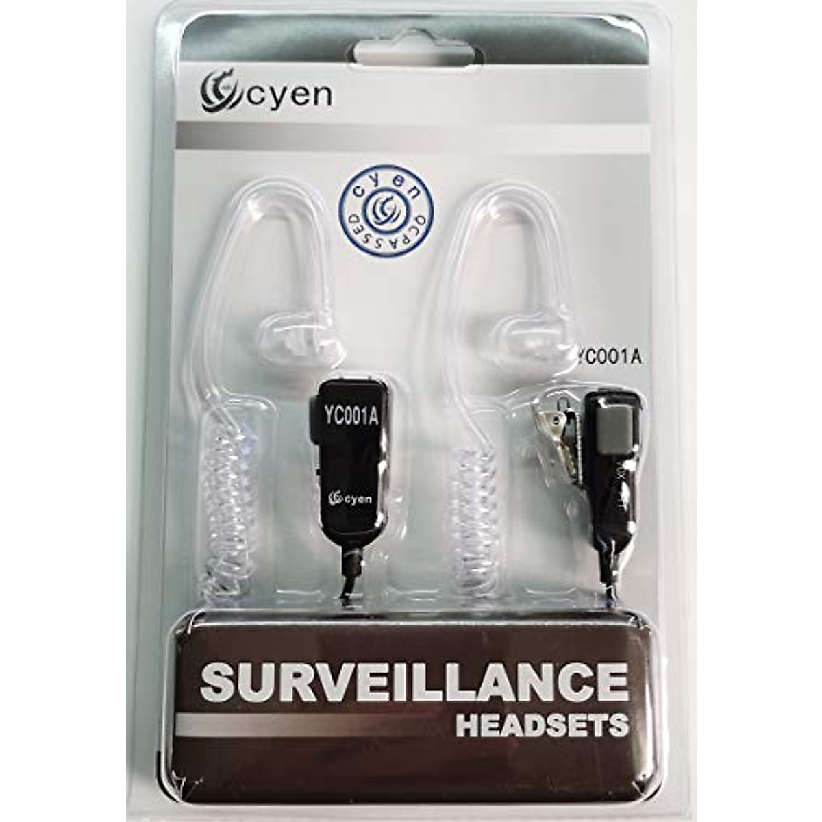 cyen Two Way Radio Headset Noise Canceling Transparent Security Earphones Works with Midland Walkie Talkie GMRS/FRS Radios with PTT/VOX – Pair