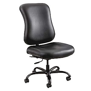 Safco Products 3592BL Optimus Big and Tall Swivel Desk Task Office Chair, Black Vinyl Seat, Wheels, 25" W x 25" D x 45.5" H, 400 lbs. Weight Capacity, Great for Home Office