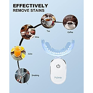 MySmile Teeth Whitening Kit with led Light, 28X Teeth Whitening Strips for Teeth Sensitive, 10 Min Fast Whitening Teeth, Helps to Remove Stains from Coffee, Smoking, Wines(1Pcs Light + 14Sets Strips)