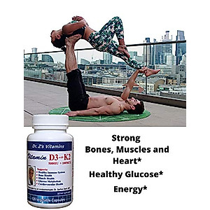 Dr Z’s Vitamins - Vitamin D3 K2 - Vitamin D3 5000 IU + 100 MCG Vitamin K2 MK-7 Per Capsule - K2 D3 Vitamin Supplement - Vitamin K2 D3 - VIT D3K2 - Vitamin D and K - Immune Support (120 Caps)