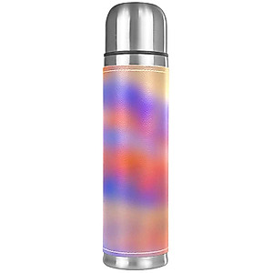 Stainless Steel Leather Vacuum Insulated Mug Color Texture Thermos Water Bottle for Hot and Cold Drinks Kids Adults 16 Oz