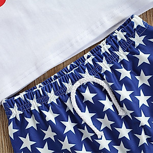 FYBITBO Baby Boy 4th of July Outfits Short Sleeve Tee Shirt and Casual Shorts 2Pcs Fourth of July Summer Outfit (Stars and Striped Print, 6-12 Months)