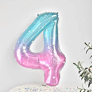 40 Inch Starry Sky Gradient Number 4 Balloons for 4th Birthday Party Decorations. (4)