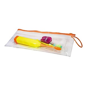 Dental Patient Travel Bag, Zipper Pouch Travel Kit – Includes Toothbrush, PTFE floss – Multicolored (Kids, Pack of 12, Battery Toothbrush)