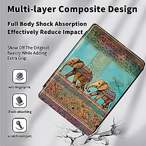 for Samsung Galaxy Tab S8 Plus 2022/S7 FE 2021/S7 Plus 2020 12.4 Inch Case, 360 Degree Rotating Cover,PU Leather Folding Stand Cover with Auto Wake/Sleep,Mural Elephant