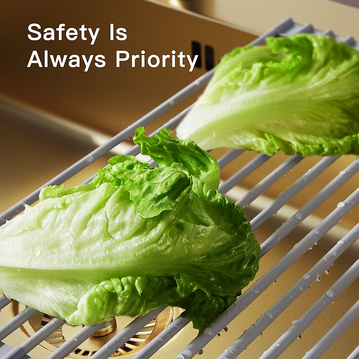 FURNINXS Roll Up Dish Drying Rack Over The Sink, Silicone Stainless Steel Foldable Dish Drying Rack for Kitchen Counter(17" x 13")