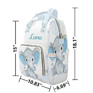 Personalized Elephant Baby Diaper Bag Backpack Name Custom Mommy Baby Bags Travel Daypack for Mom Gifts