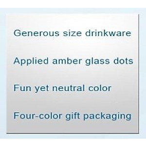 GAC Glass Trifle Footed Fruit Bowl with Gold Polkadots, Size - 8 Inch