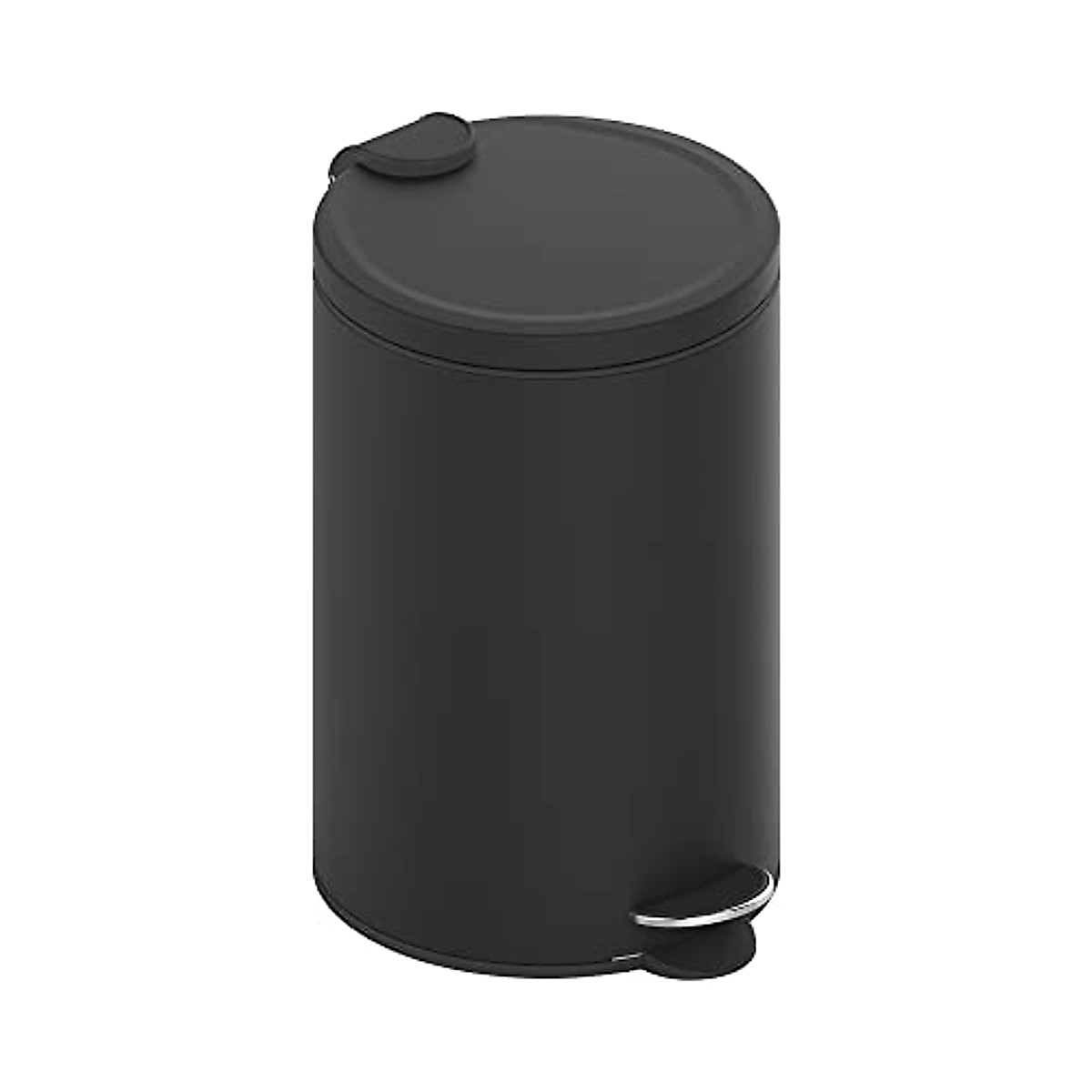 Innovaze 3.2 Gal./12-Liter and 0.8 Gal./3 Liter Stylish Round Black Metal Step-on Trash Can Set